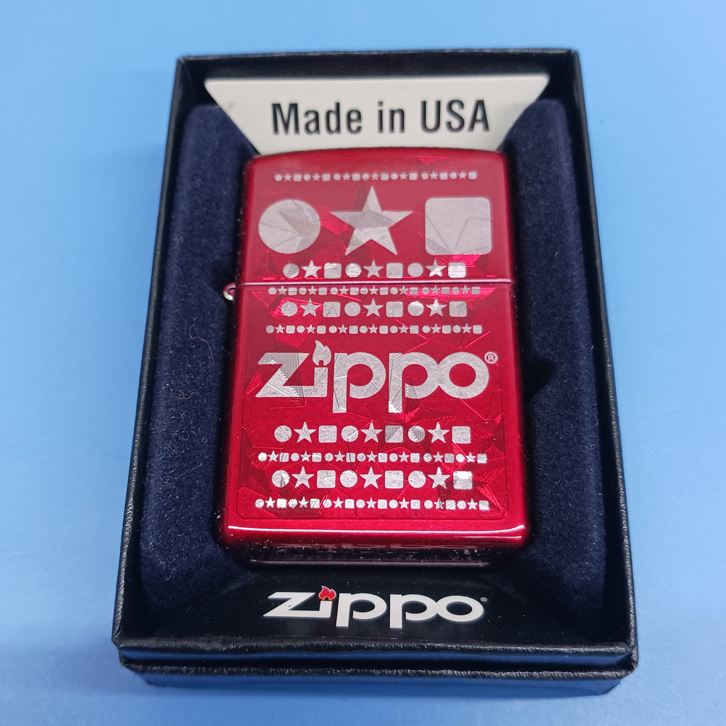 Zippo Candy Apple Red Laser Imprint with Shapes 28342 – Real Guts Outdoor